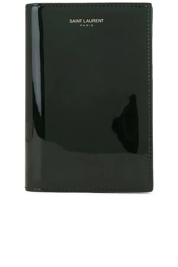 Saint Laurent Passport Case In Dark Green - Fir Leaf