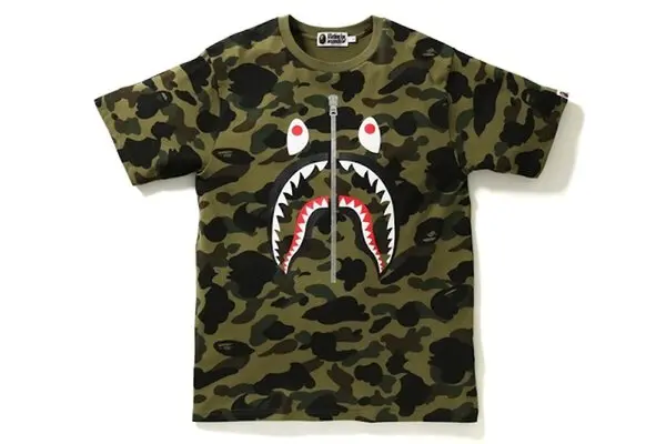 A BATHING APE 1st Shark Tee Shirt - Green/camo