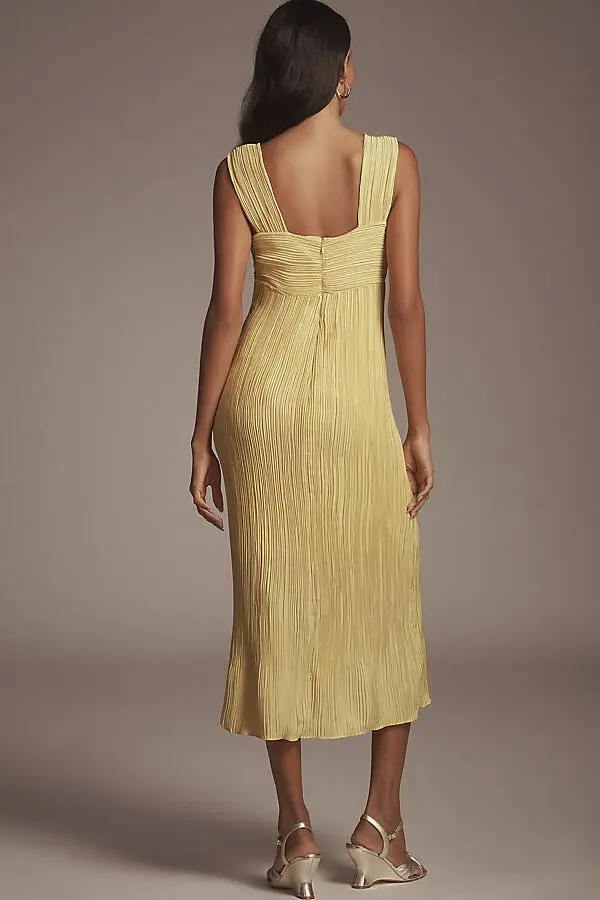 green emerald velvet dress GN • Gold foil pleated gown – Powder Couture main image 1