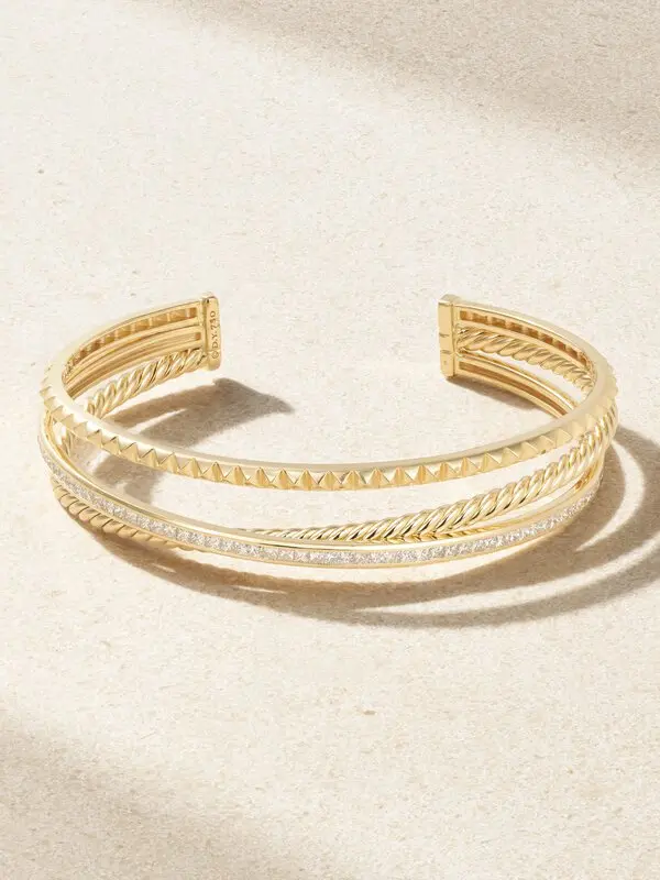 David Yurman Crossover Trio 18-karat Diamond Cuff - Gold