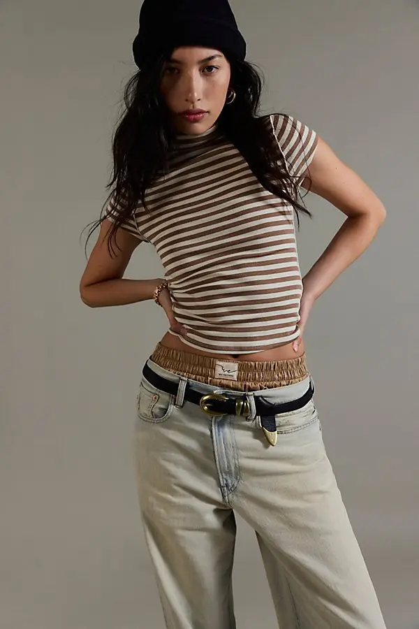 Free People Siren Leather Belt - Black/gold