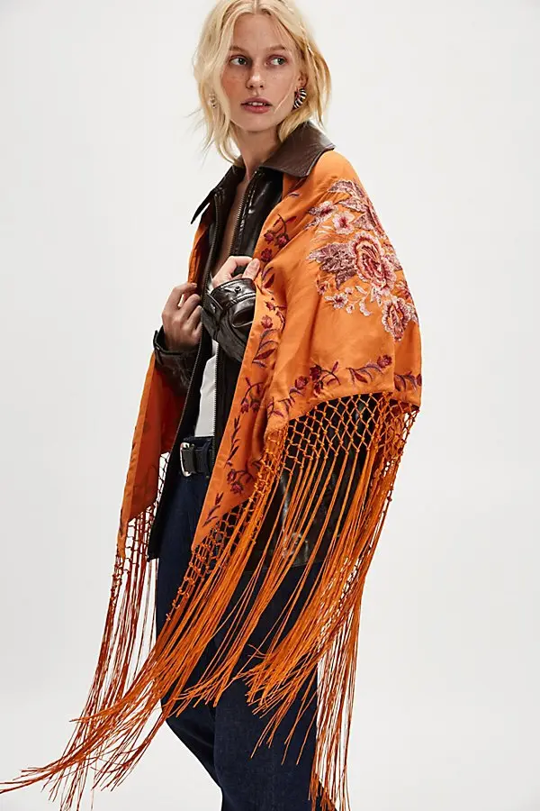 Free People Promise Me Forever Piano Shawl - Dark Orange