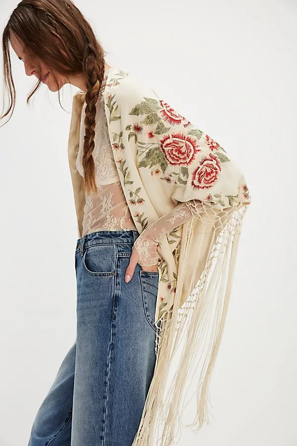 Free People Promise Me Forever Piano Shawl - Ivory