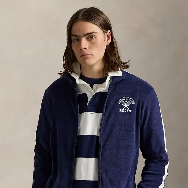 Ralph Lauren Embroidered Terry Track Jacket - Newport Navy