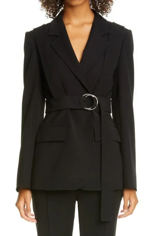 ADEAM Harness Detail Belted Crepe Jacket