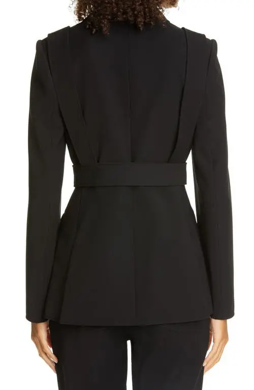 ADEAM Harness Detail Belted Crepe Jacket