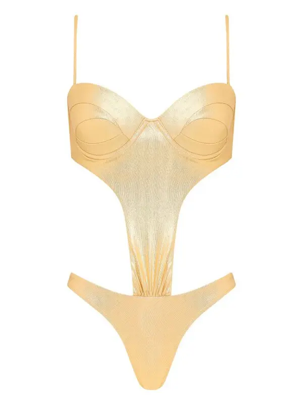 AMIR SLAMA Metallic Cut-out One-piece Swimsuit - Gold