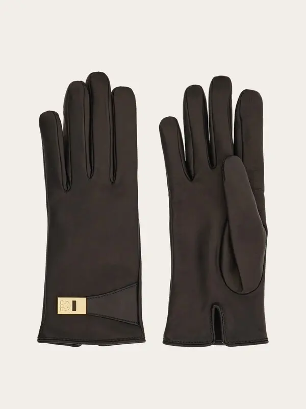 FERRAGAMO Gloves With Gold-finished Buckle - Black