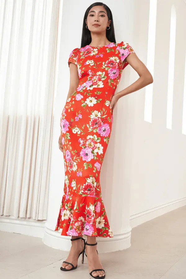 Yumi Kim Floral Midi Dress With Ruffle Hem