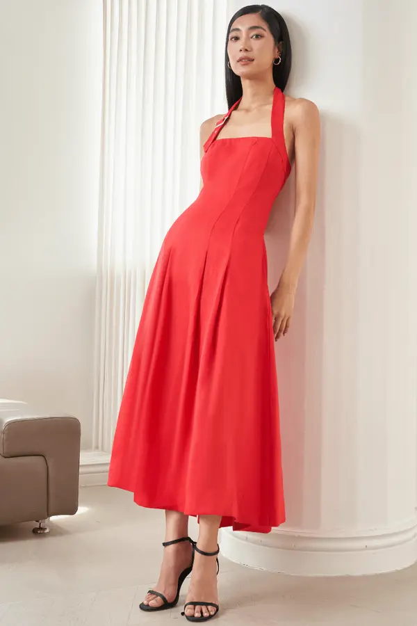 Yumi Kim Joanna Linen Halter Neck Midi Dress