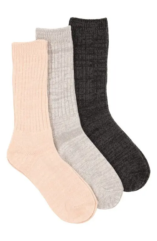 Felina Assorted 3-pack Crew Socks - Black/ Grey/ Beige