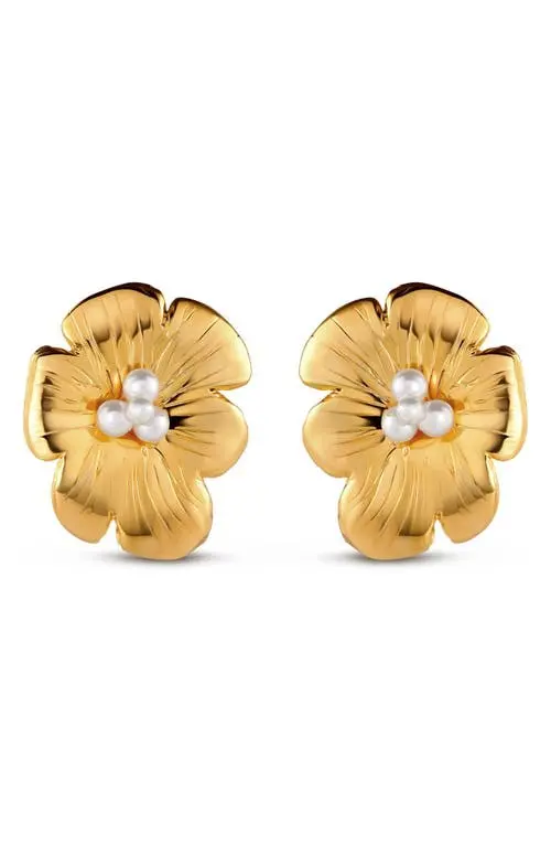 CHRISTINA CARUSO Small Poppy Stud Earrings - 14k Gold