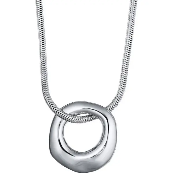 CHRISTINA CARUSO Organic Circle Pendant Necklace - Rhodium