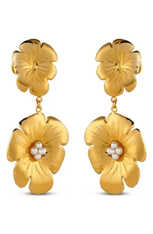 CHRISTINA CARUSO Double Poppy Drop Earrings - 14k Gold
