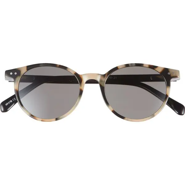 Eyebobs Case Closed 48mm Round Sunglasses - Black White Tortoise