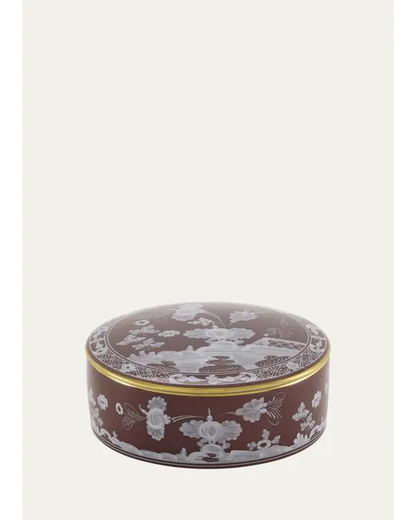 GINORI 1735 Oriente Italiano Round Box With Cover, Castagna - Brown