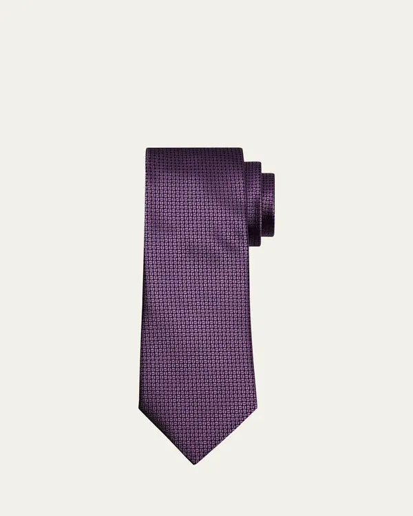 Zegna Tonal Geometric Jacquard Tie - Md Prp Micro Fan