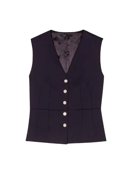 Maje Wool Blend Sleeveless Jacket