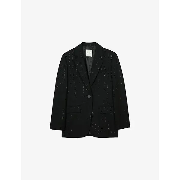 Sandro Notched-lapel Single-breasted Blazer - Noir / Gris