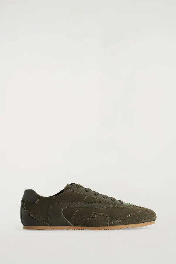 Cos Minimal Suede And Leather Sneakers - Gray