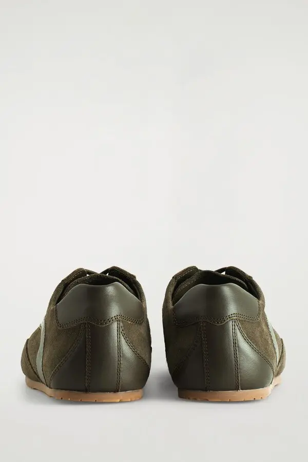 Cos Minimal Suede And Leather Sneakers - Gray