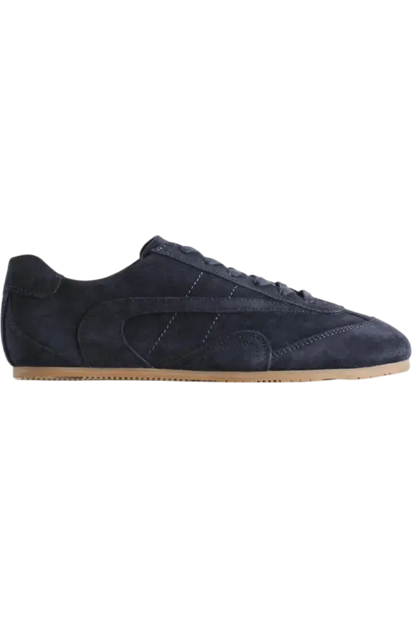 Cos Minimal Suede Sneakers With Leather Accents - Navy