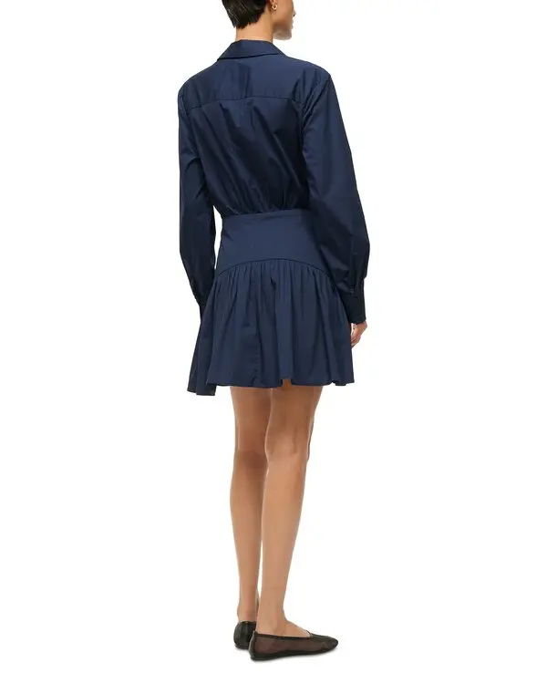 Staud Rocco Mini Shirt Dress - Navy