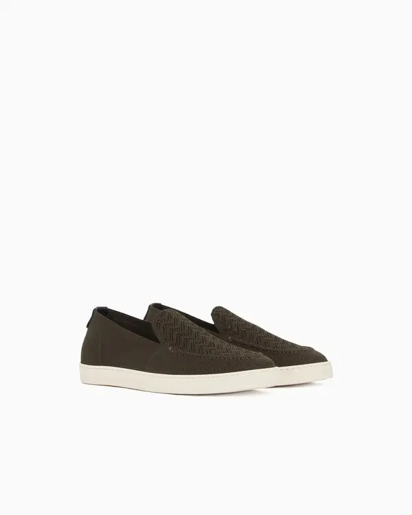 Giorgio Armani Chevron Jacquard Slip-ons - Brown