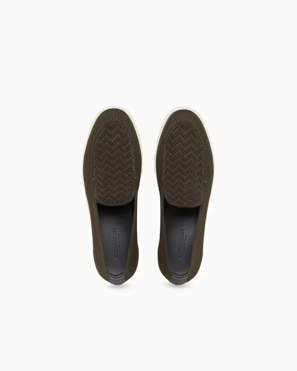 Giorgio Armani Chevron Jacquard Slip-ons - Brown
