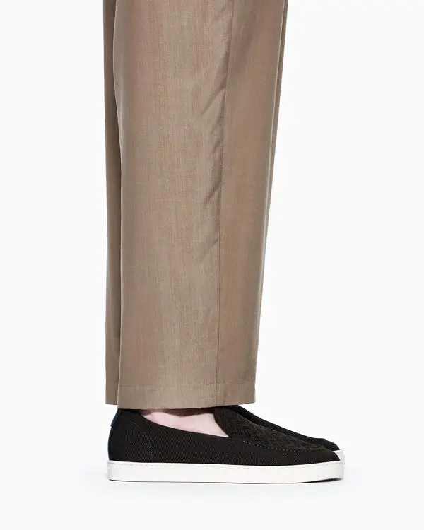 Giorgio Armani Chevron Jacquard Slip-ons - Brown