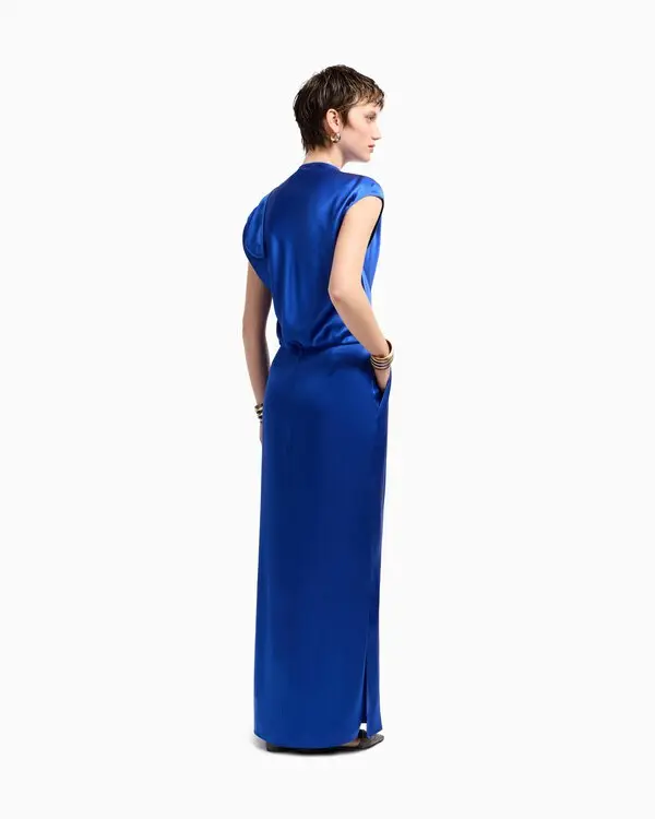 armani blue dress Armani Tiered Maxi Dress in Baby Blue Floral