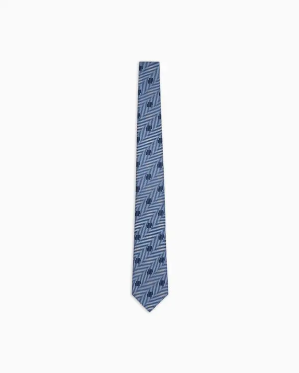 Giorgio Armani Jacquard Silk Neck Tie - Light Blue