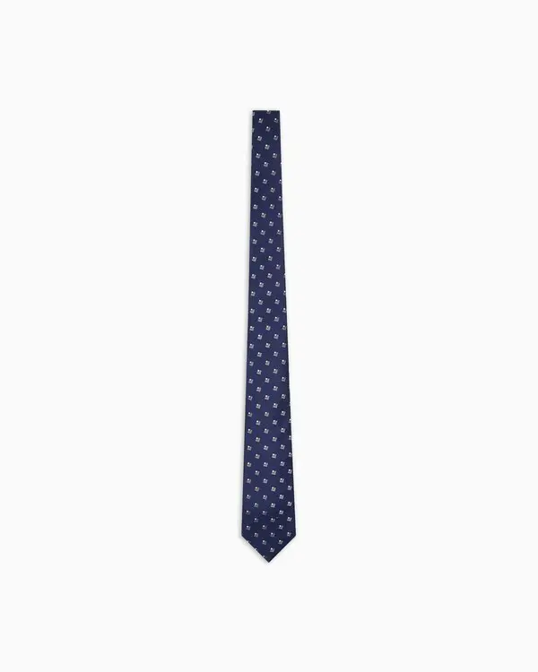 Giorgio Armani Jacquard Silk Neck Tie - Navy Blue
