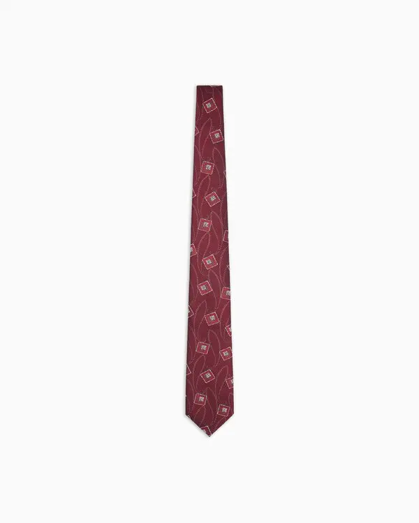 Giorgio Armani Jacquard Silk Neck Tie - Red
