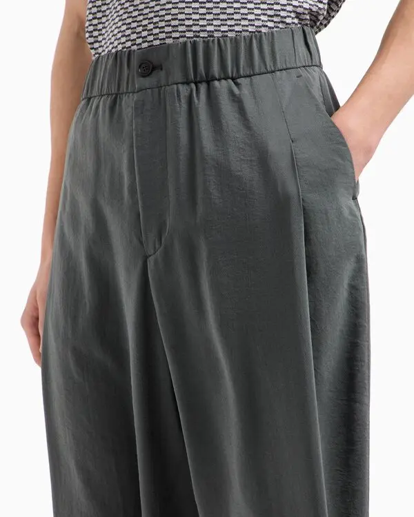 Giorgio Armani Washed Silk-blend Single-pleat Trousers - Grey