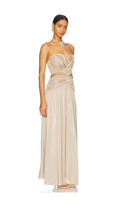 Patbo Dune Corset Long Dress In Beige - 26% Off | Editorialist