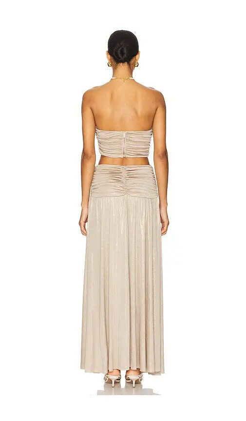 dune chiffon bridesmaid dresses Jurnee Floor Length V-neck Ruched Chiffon Plus Size Bridesmaid Dress, Champagne main image 1