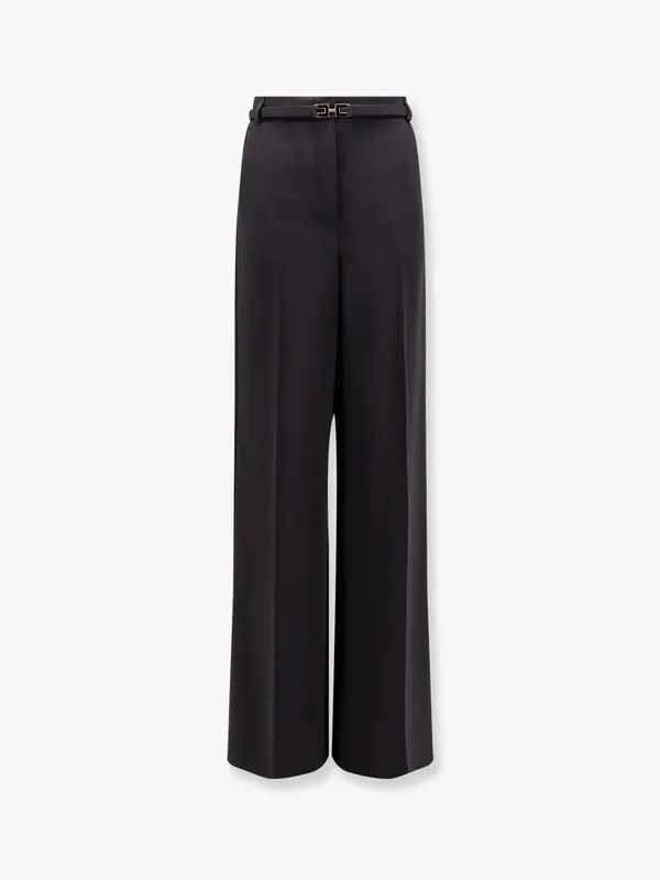 Elisabetta Franchi Tuxedo Trousers With Belt And Enamelled Detail