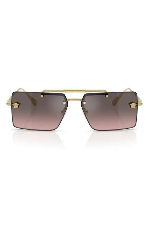 Versace 60mm Gradient Rectangle Sunglasses - Gold