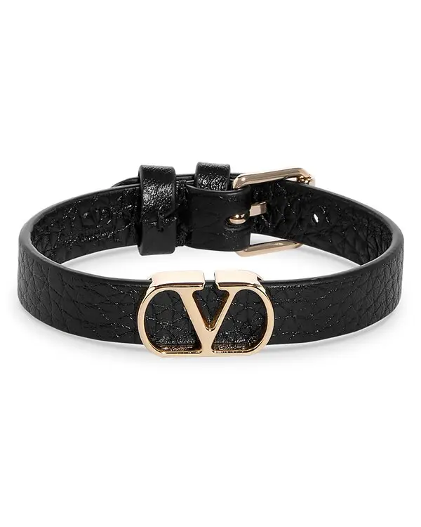 Valentino Garavani Vlogo Leather Bracelet - Black