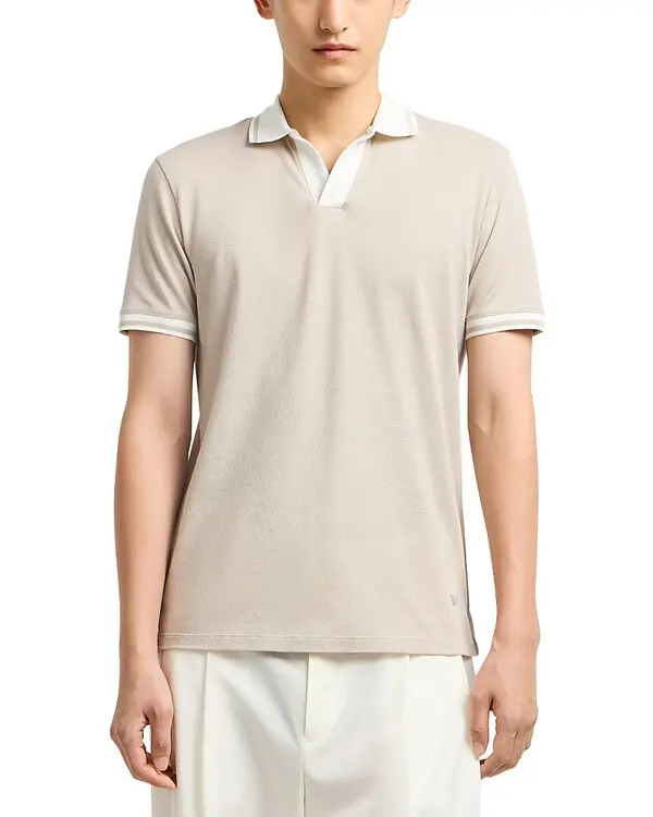 Emporio Armani Contrasting Collar & Cuffs Polo Shirt - Light Tan