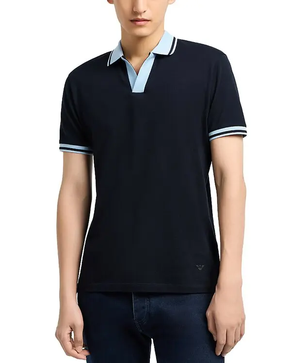 Emporio Armani Contrasting Collar & Cuffs Polo Shirt - Navy Blue