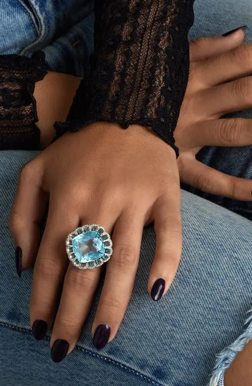 MINDI MOND Aquamarine & Diamond Statement Ring