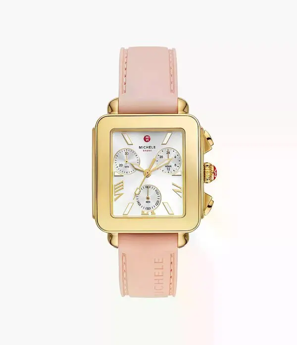 Michele Deco Sport Chronograph Gold-plated Watch - Pink