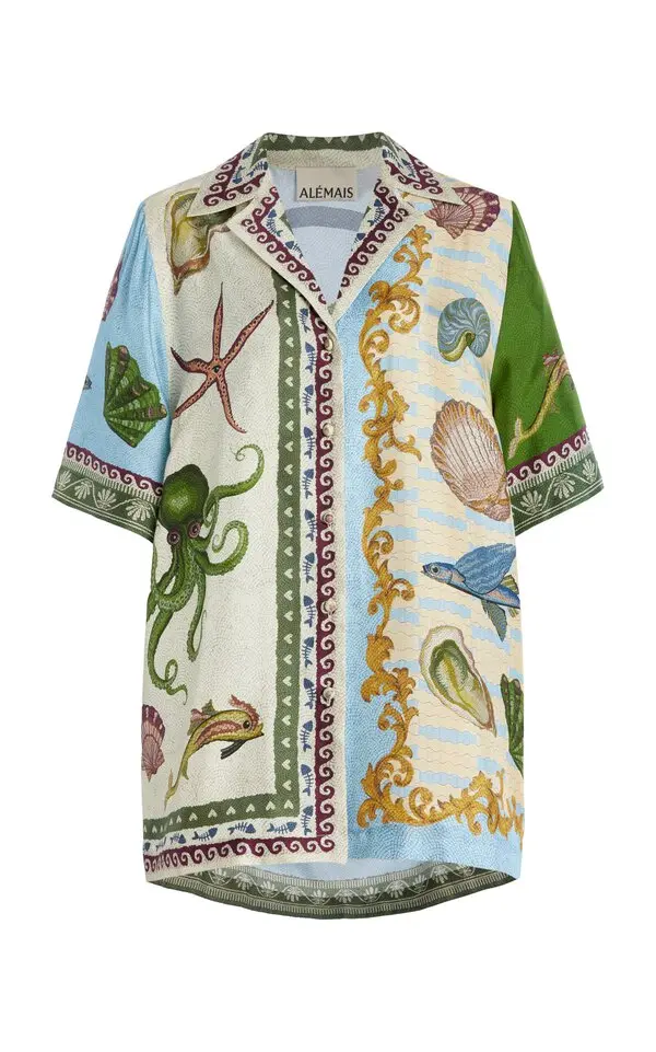 ALEMAIS Bath House Printed Silk Twill Shirt