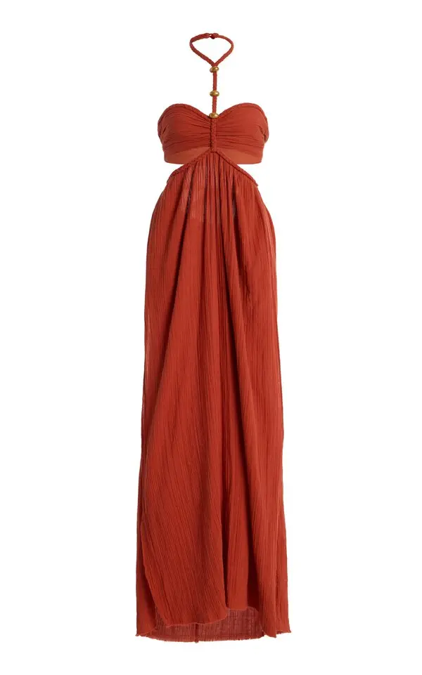 Isabel Marant Justine Cotton Maxi Halter Dress - Orange | Editorialist