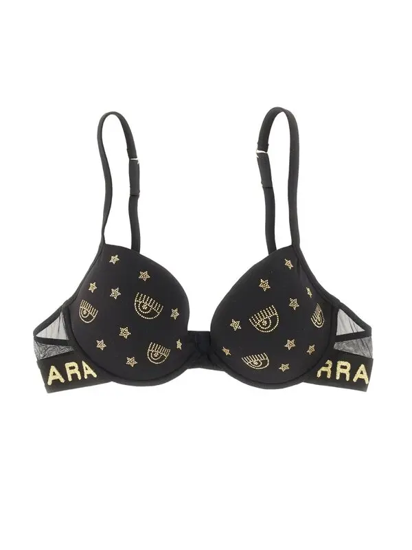 CHIARA FERRAGNI Bralette With Logomania - Black