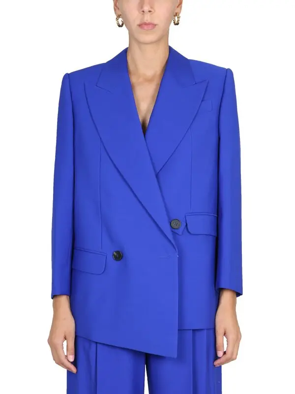 Alexander McQueen Structured Double-breasted Jacket - Blue