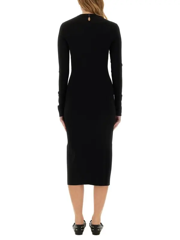 black slim fit dress slit DOLLY Elegant Black Rhinestone Sleeveless Slim Fit Long Slit Dinner Dress-ALORA (V)