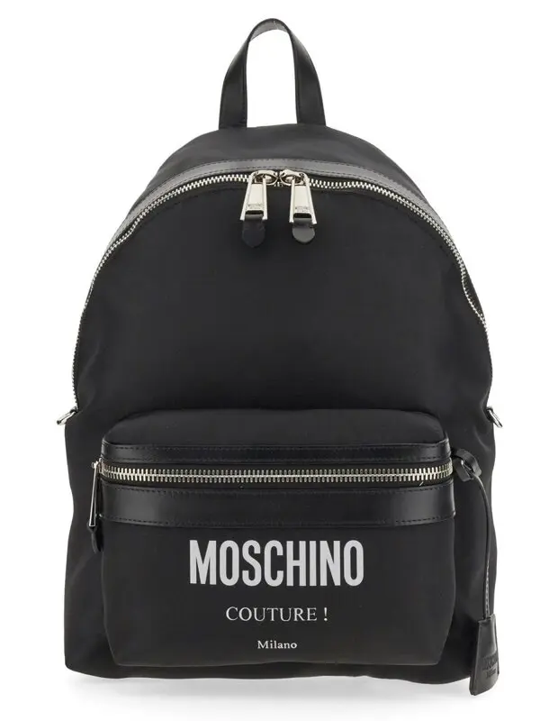 Moschino Large Backpack With Logo - Black